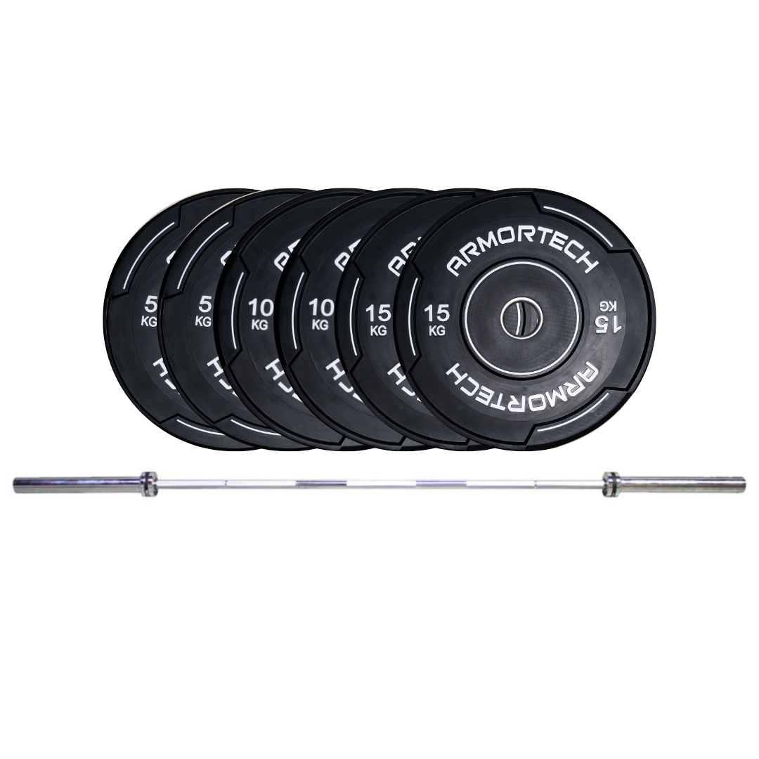 Armortech 80KG Black Bumper & Barbell Package – Flex Fitness Equipment Au